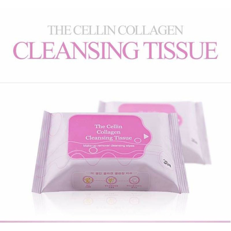 THE CELLIN Collagen Cleansing Tissue (30 sheets) | Makeup Remover ...