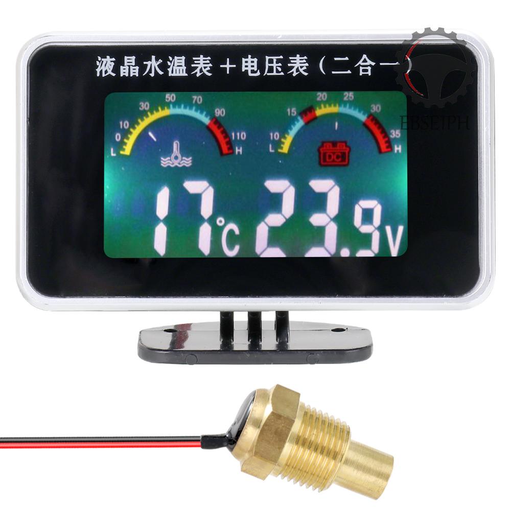 Car LCD Digital Display Water Temperature Meter Thermometer Voltmeter ...