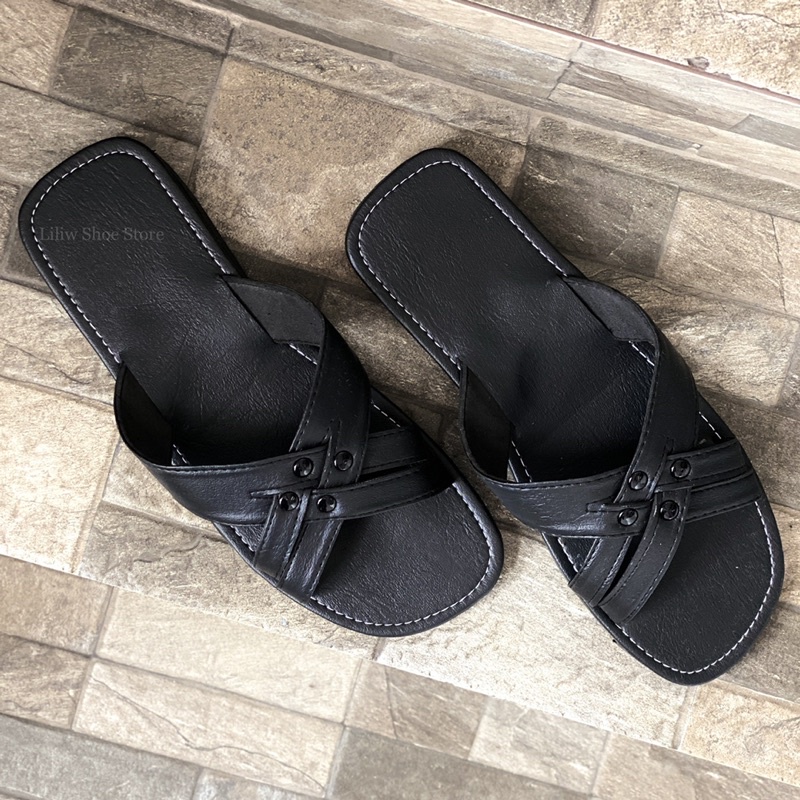 Cross 4-Buttons Pambahay Indoor Slippers for Men - MADE IN LILIW ...