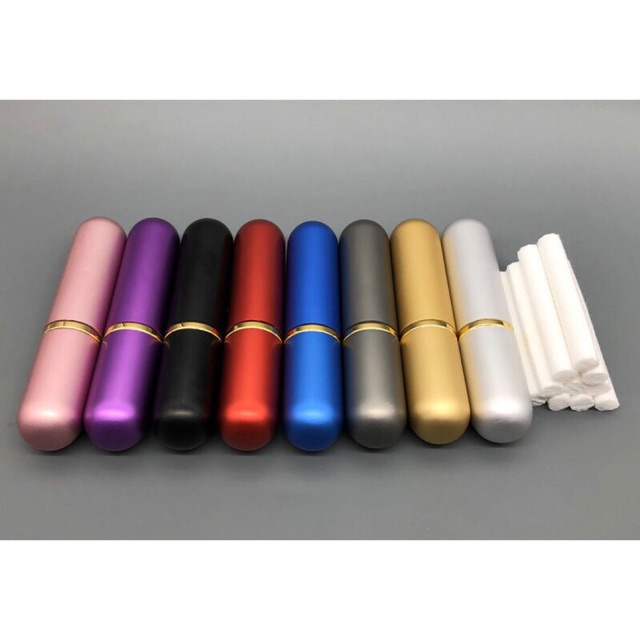 Aluminum inhaler with high quality cotton wick Flat Bottom Aromatherapy ...