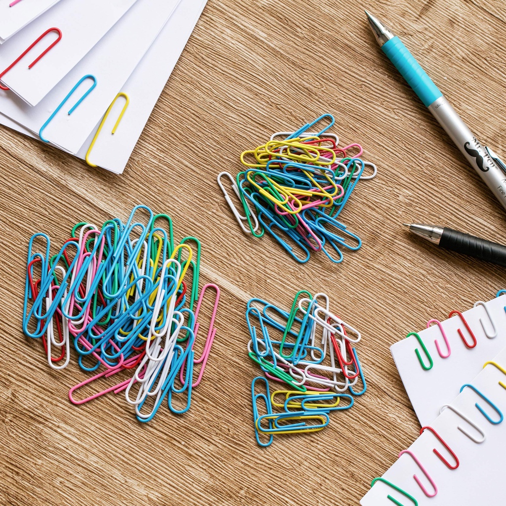 Paper Clips Assorted Mixed Colored Clip School Office Supplies 100 ...