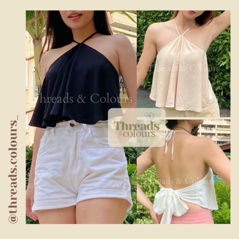 Threads & Colours | HILARY | Double Layered String Halter Top | Shopee ...