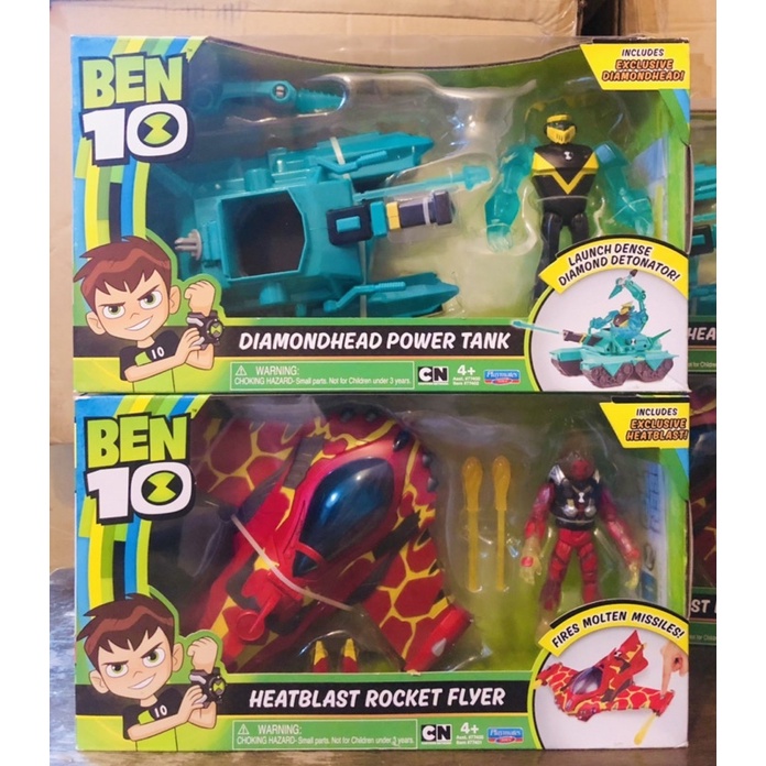 Ben 10 Ben’s Transforming Omni-Cycle/ Diamond Head/ Heatblast Playset ...