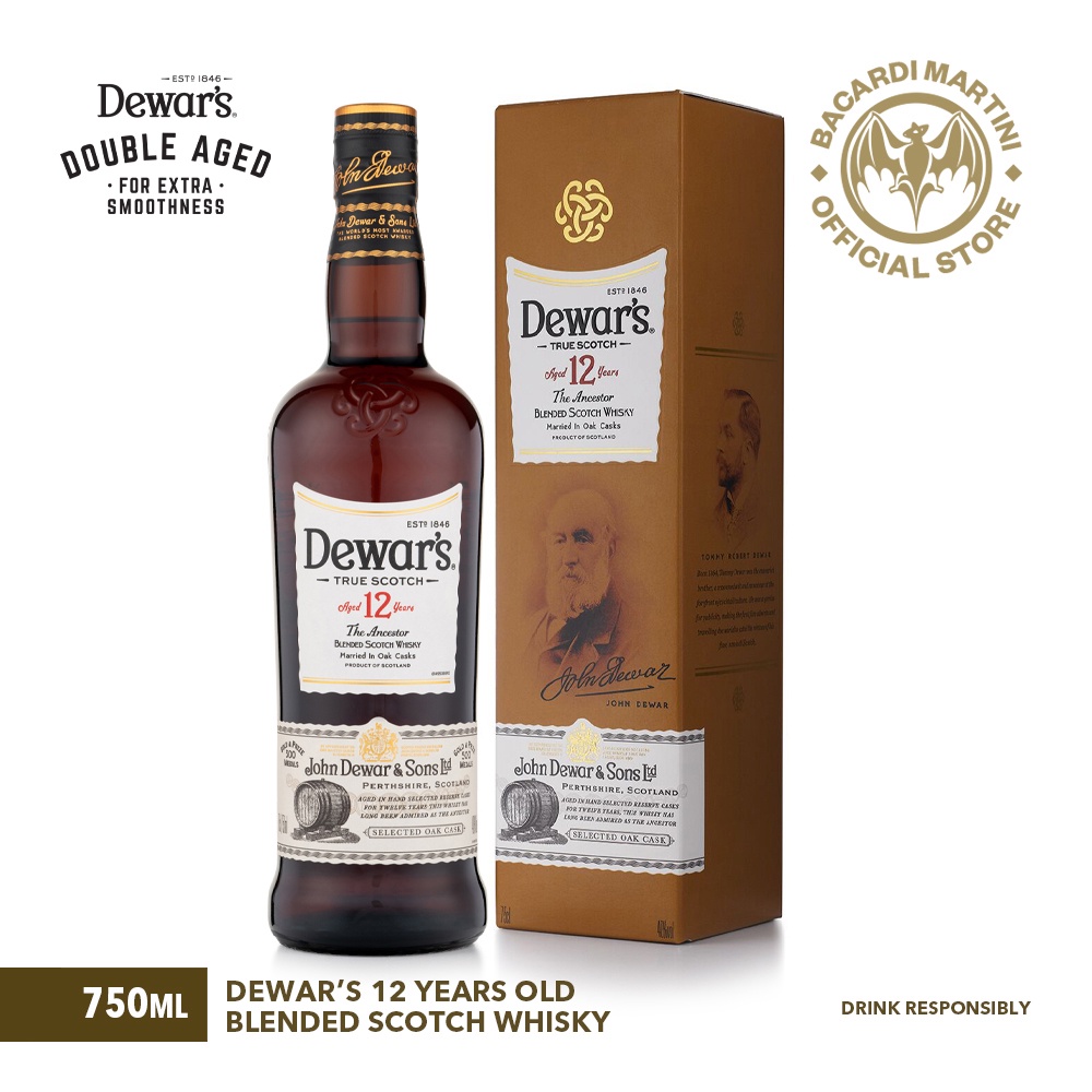 Dewar’s 12 Year Old Blended Scotch Whisky, Double Aged Oak Cask Whisky ...