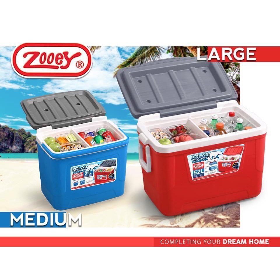 Zooey Polar Ice Box Large 52L with molded cup holder blue/grey | Shopee Philippines