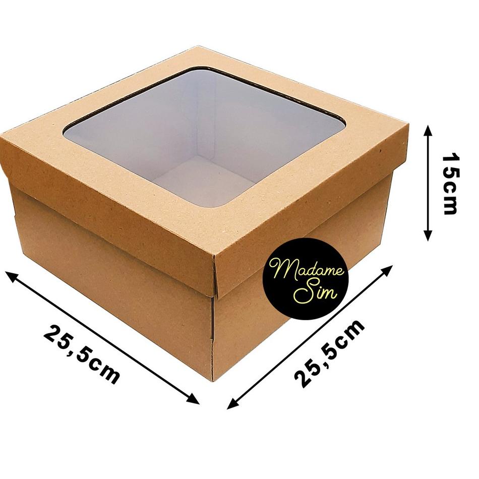 Cake BOX - CAKE BOX 25x25 x 15 CM - Brown + Window (Contents 10 PCS ...