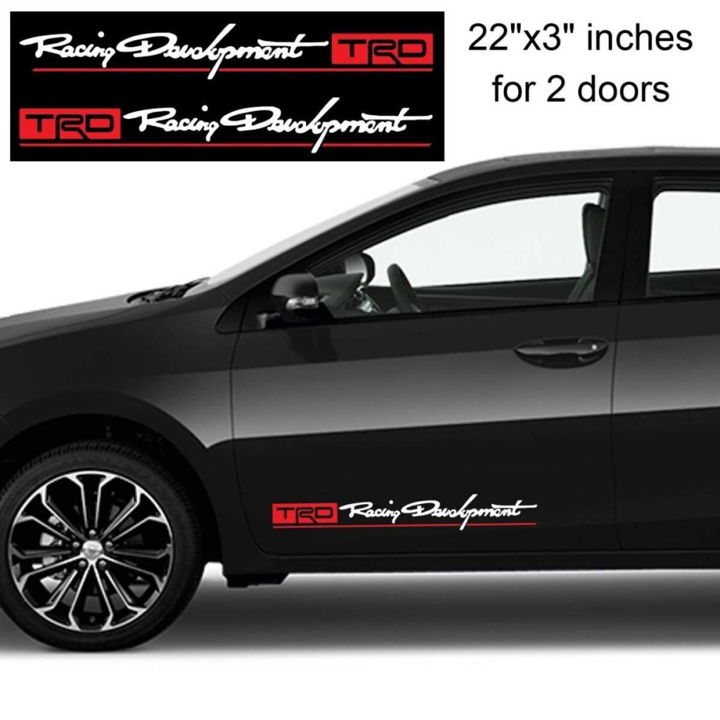 TRD 2PCS Car Toyota Racing Development Sticker Decals（White+Red ...