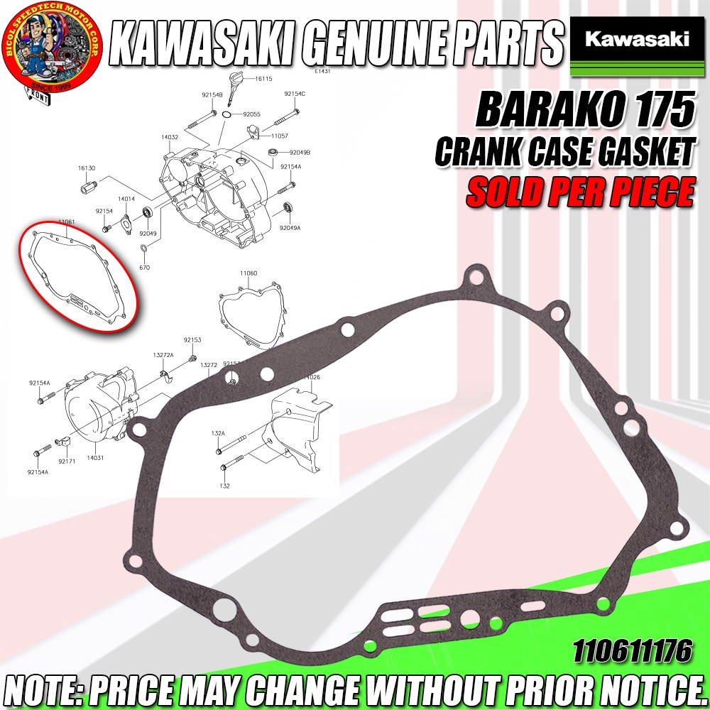 BARAKO 175 CRANK CASE GASKET (KMC) (Genuine: 11061-1176) | Shopee ...