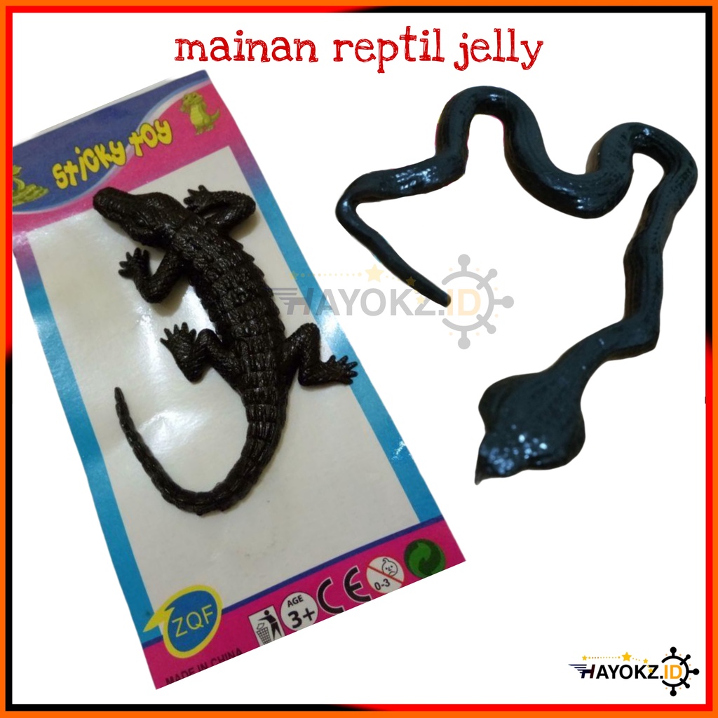 HITAM Black Jelly Snake And Crocodile Shape Prank Toy - Sticky Stretchy ...