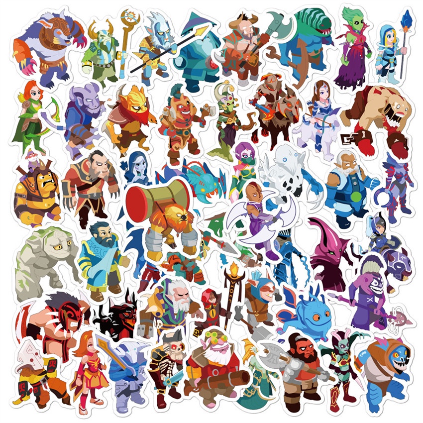50Pcs/set DOTA 2 Series 01 Q Hero Stickers DIY Fashion Mixed Waterproof ...