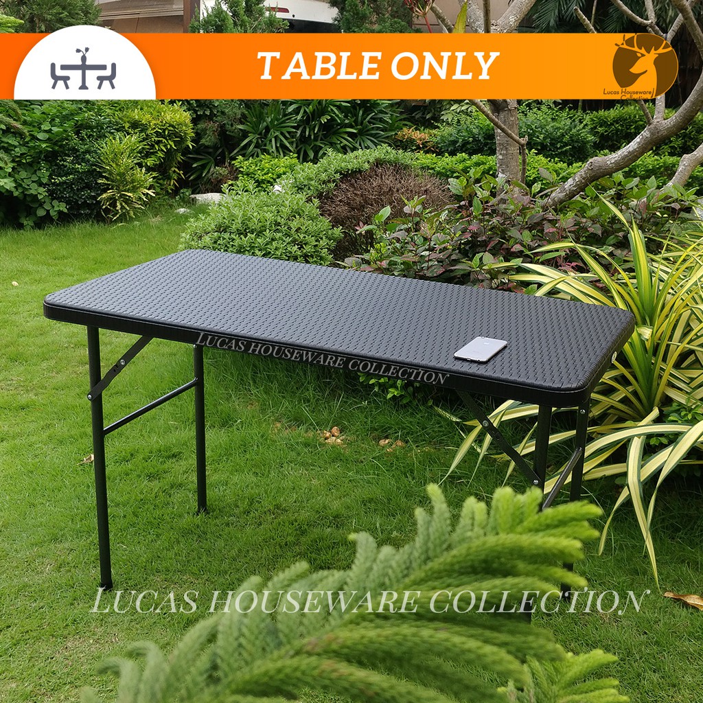 PORTABLE RATTAN FOLDING TABLE 120CM (4FT) HOME OFFICE COMPUTER DESK ...