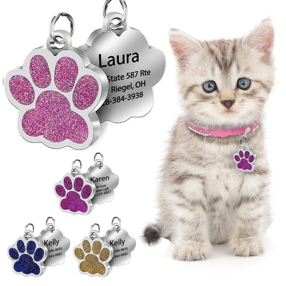 Customized Dog Cat Paw Pet Tags Laser Engraved Cat Dog Puppy Pet ID ...