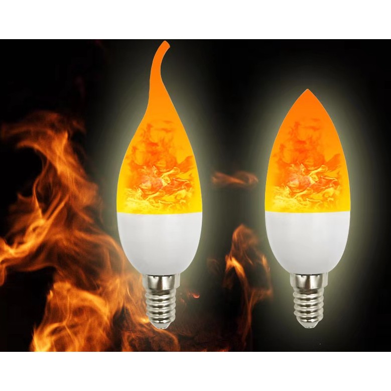 E14/E12/E27 2W LED Flame Effect Fire Light Night Lamp 3 Flame Modes ...