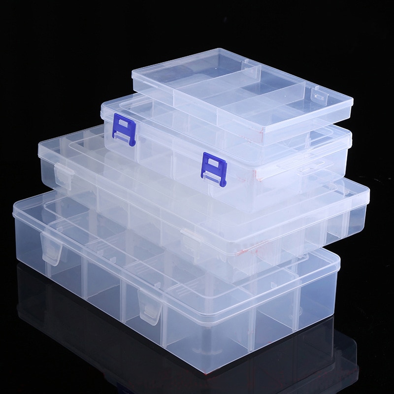 Plastic Storage Jewelry Box Compartment Adjustable Container for Beads ...