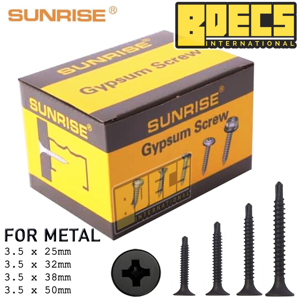 Sunrise Black Screw / Gypsum Screw (METAL) Heavy Duty 1box Original I ...