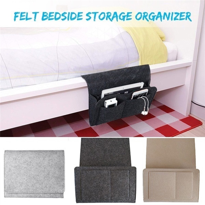Bedside Storage Organizer Couch Remote Control Caddy Bed Table Holder ...