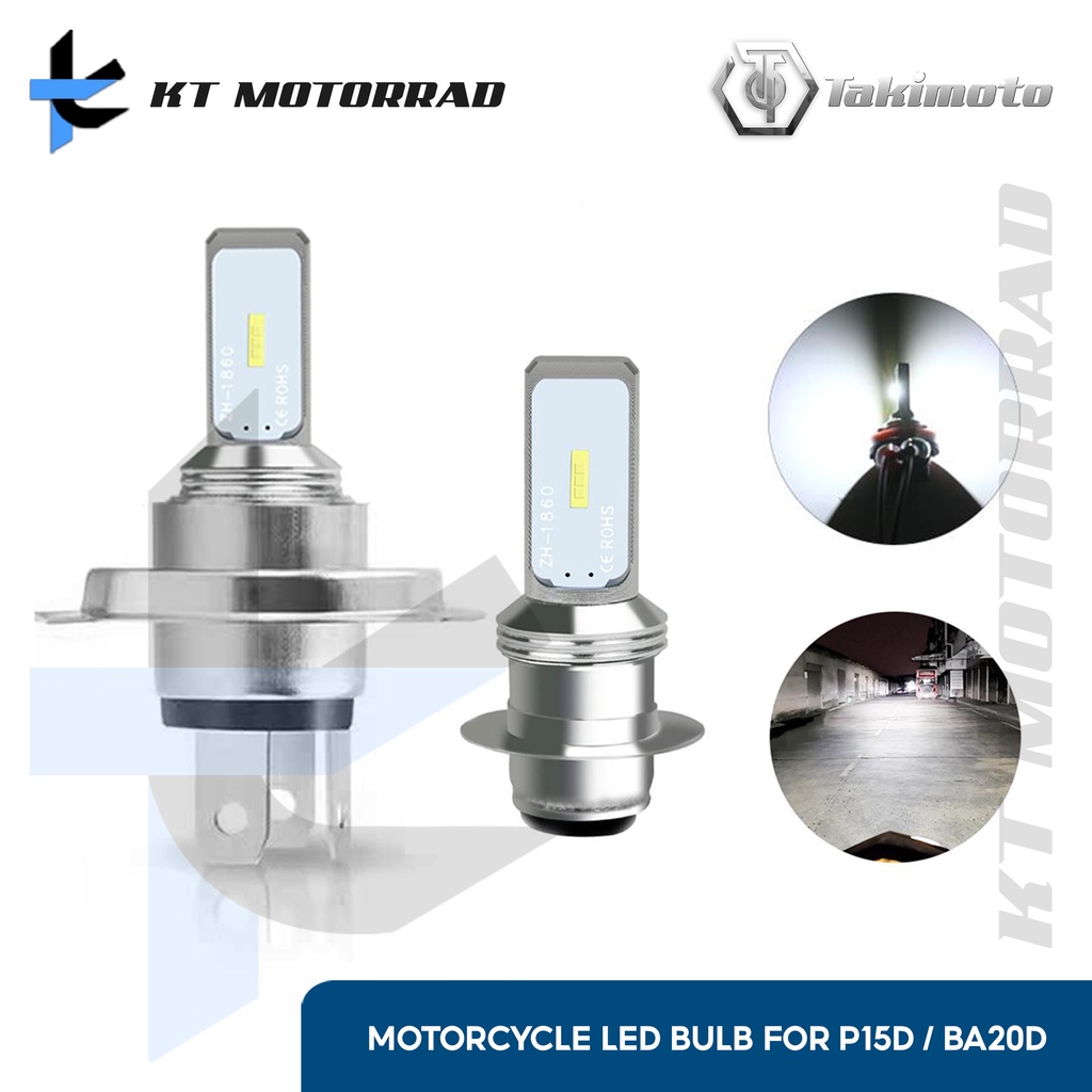KT Universal BA20D P15D H4 12V LED Motorcycle Headlights Bulb H6M PX15D ...