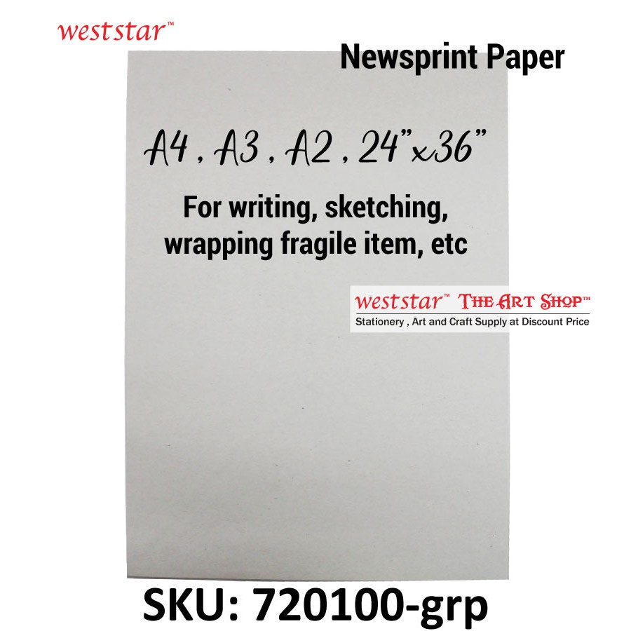 [WESTSTAR] Newsprint paper (Part 1 of 2) A4 to A3 - 48gsm | Shopee ...