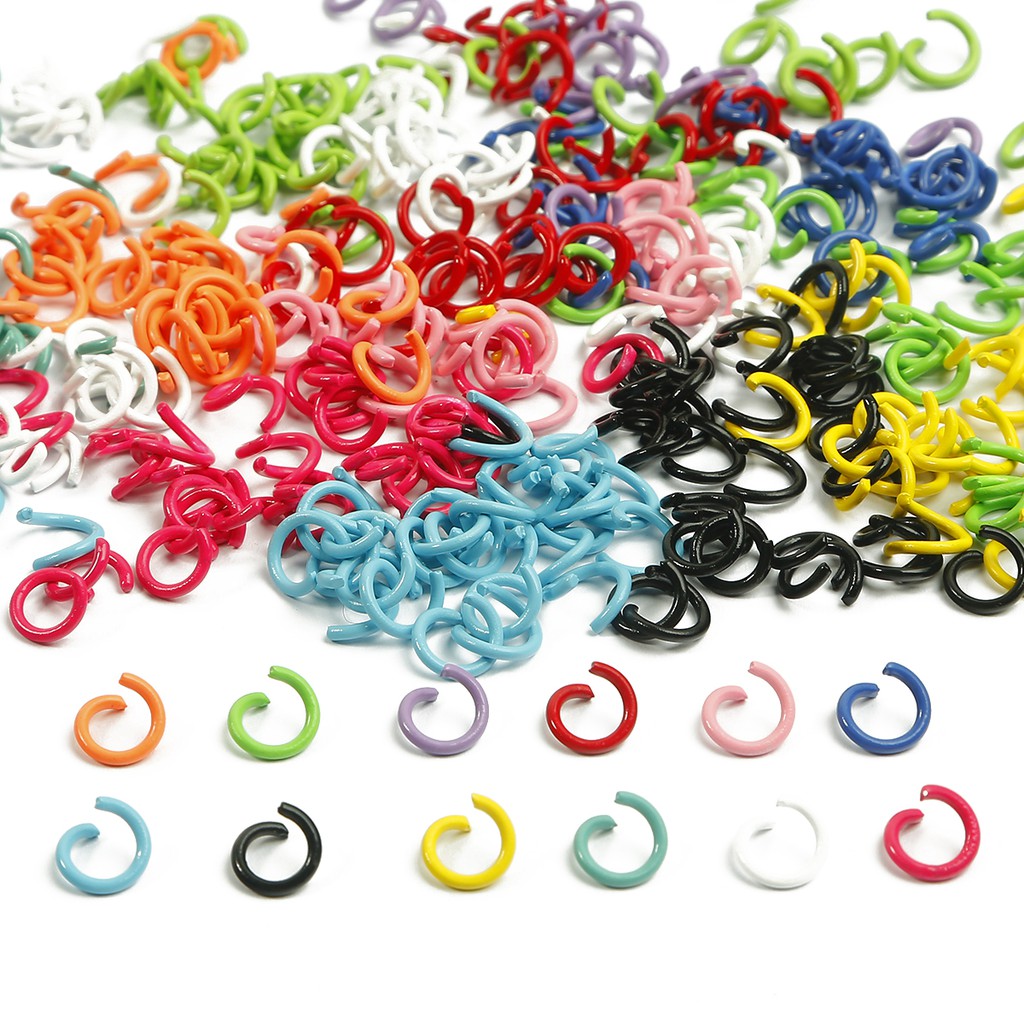 50Pcs 8mm Opening Ring Dreadlock Iron Painting Candy Color Clip Braid ...