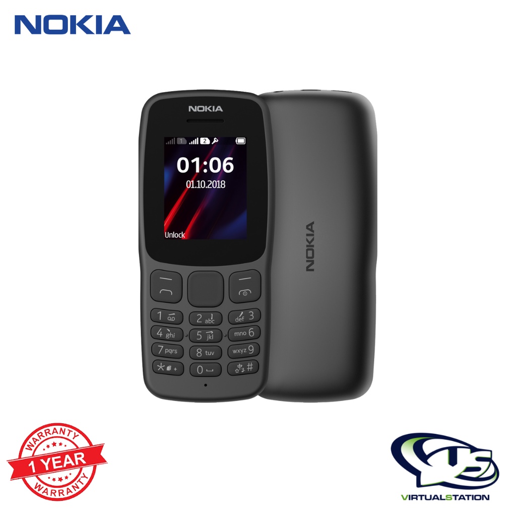 Nokia 106 Basic Phone Dual Sim Dark Grey NTC Brand New 1 Year Warranty ...