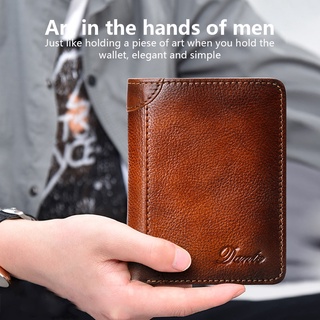 Dante Men Wallet Genuine Leather Retro Vertical Bifold Wallets with ...