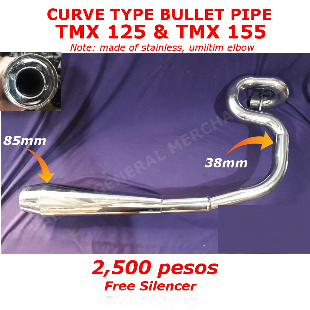 TMX 125 and TMX 155 Bullet Curve Type Pipe Stainless | Shopee Philippines