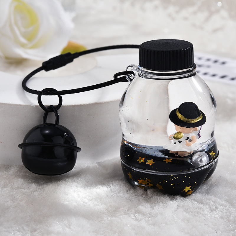 Oil Black Gold Glitter Bottle Keychain Creative Iron Ring Acrylic ...