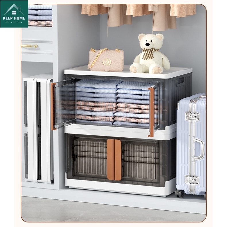 Keep Home 32/72L Storage Box Sorting Plastic Books Dormitory Clothes Storage Foldable Large ...