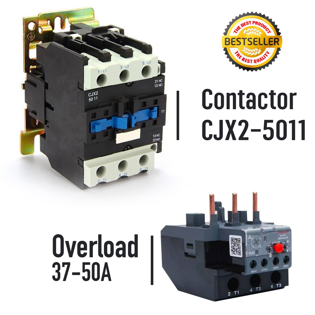 CJX 2-5011 Magnetic Overload High Sensitivity Industrial Electrical Contactor AC 50/60HZ 50Amp ...