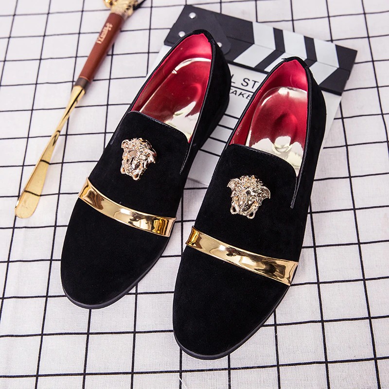 Fashion Pointed Toe Dress Shoes Men Loafers Flock Oxford Shoes for Mens ...