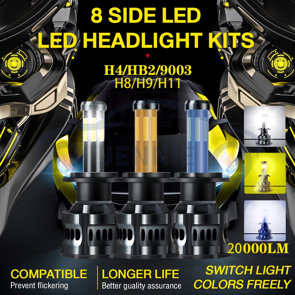 H4 LED Headlight for Car H4 H11 led Bulb 12V 72W 6000K 20000LM Headlamp ...