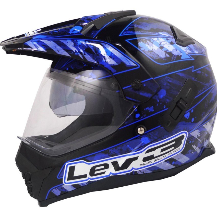 Lev3® DualSport Motard BJ-8910 Army Helmet (Black/Blue) | Shopee ...