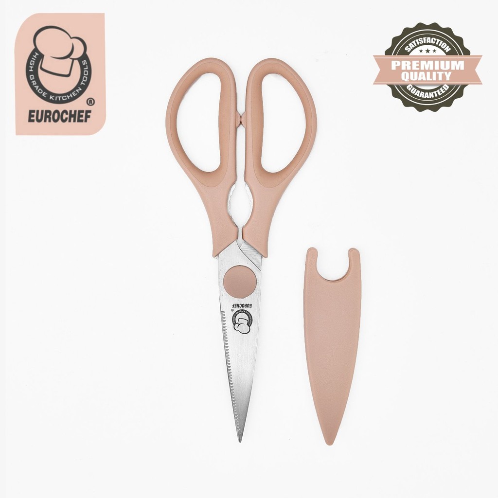 Eurochef S/S Kitchen Scissors Serrated MT025 Multi Function Shears with Cover Nut Cracker ...