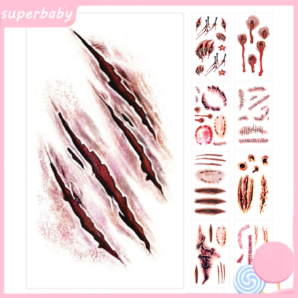 Superbaby 4Pcs Scars Stickers Horrible Sweat Resistant Waterproof ...