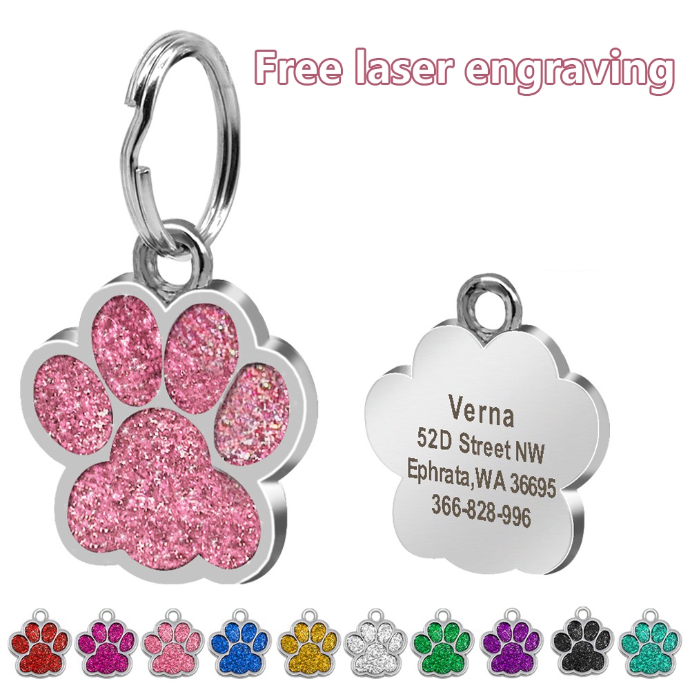 Paw dog tag Laser engraving Personalized cat tag Pet custom nameplate ...
