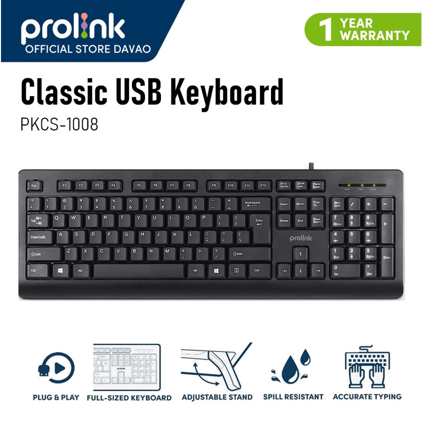 PROLiNK PKCS-1008 Classic Wired Keyboard For Laptop & Computer | Shopee ...
