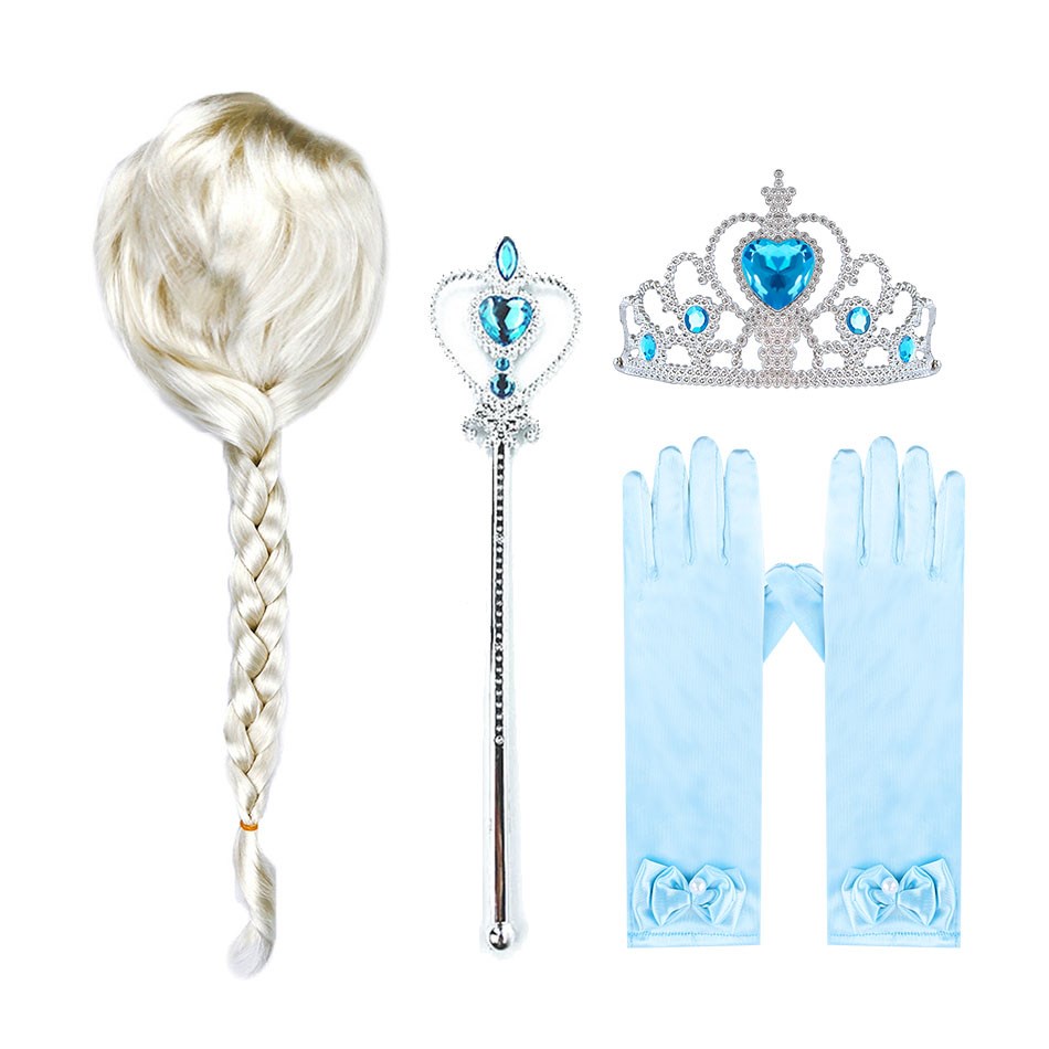Girls Elsa Wig Kids Cosplay Snow Queen 2 Elza Anna Braid Hair Children ...