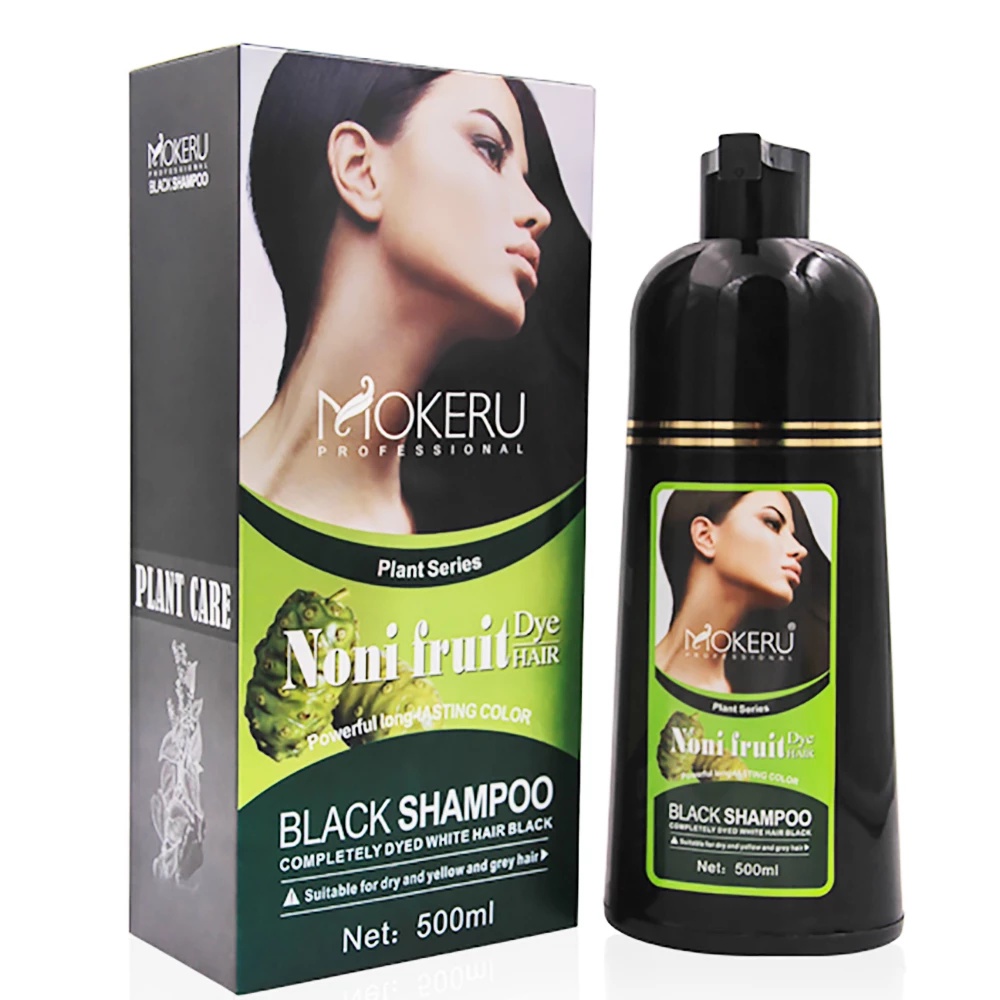 Mokeru 500ml Natural Noni Plant Essence Black Hair Dye Shampoo 5 ...