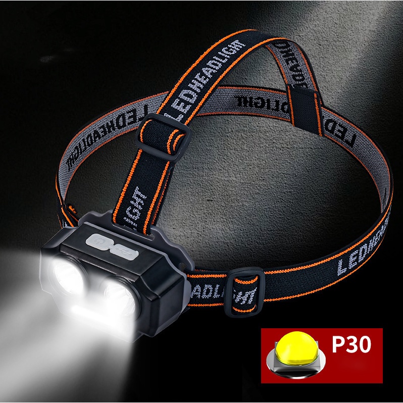 Outdoor camping Portable mini P30+SMD LED Headlamp USB charging Fishing ...