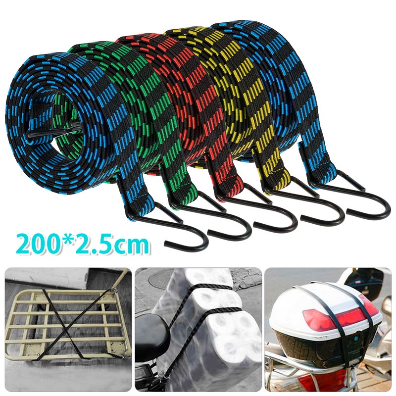 1PC 1/2m Elastics Rubber Rope Cord Hooks Bikes Tie Luggage Roof Rack ...