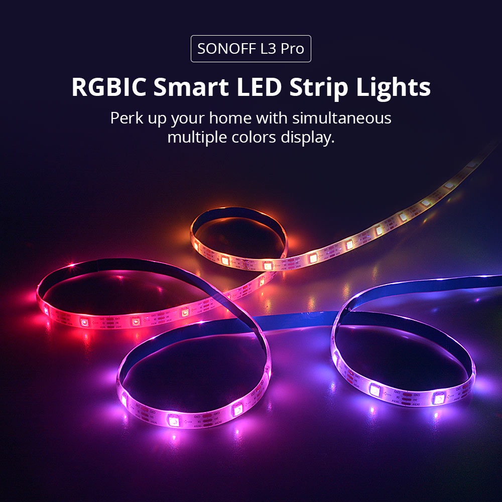 Sonoff L3 Pro 5M RGBic WiFi Smart LED Strip Lights 16.4Ft Wireless Remote Voice/Local Control ...