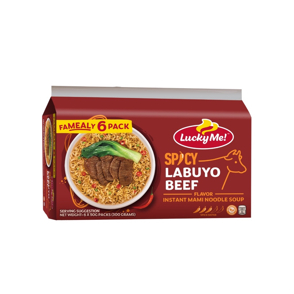 Lucky Me! Instant Noodle Soup Spicy Labuyo Beef Multipack 6 Pieces 50g ...