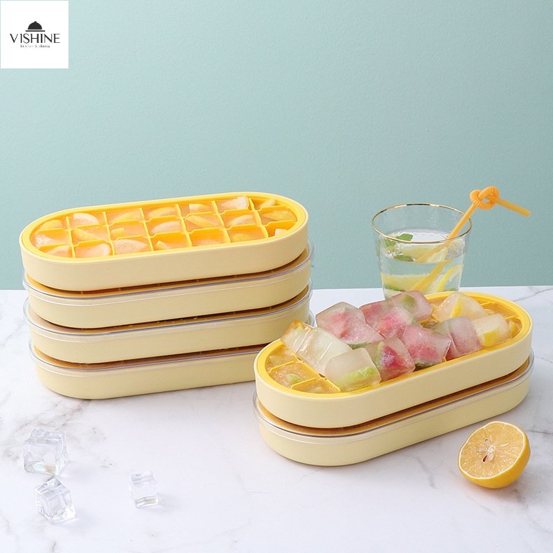 Creative Ice Cube 21 Grids Oval Shaped Ice Cube Box Mold With Lid ...