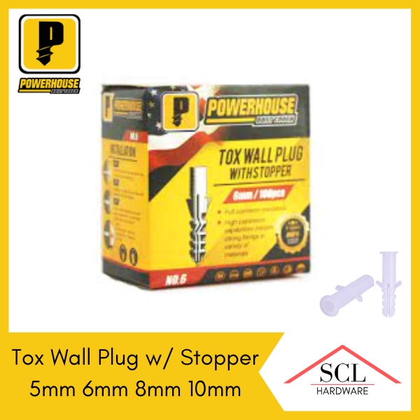 Powerhouse Tox Wall Plug w/ Stopper (5mm, 6mm, 8mm, 10mm) | Shopee ...