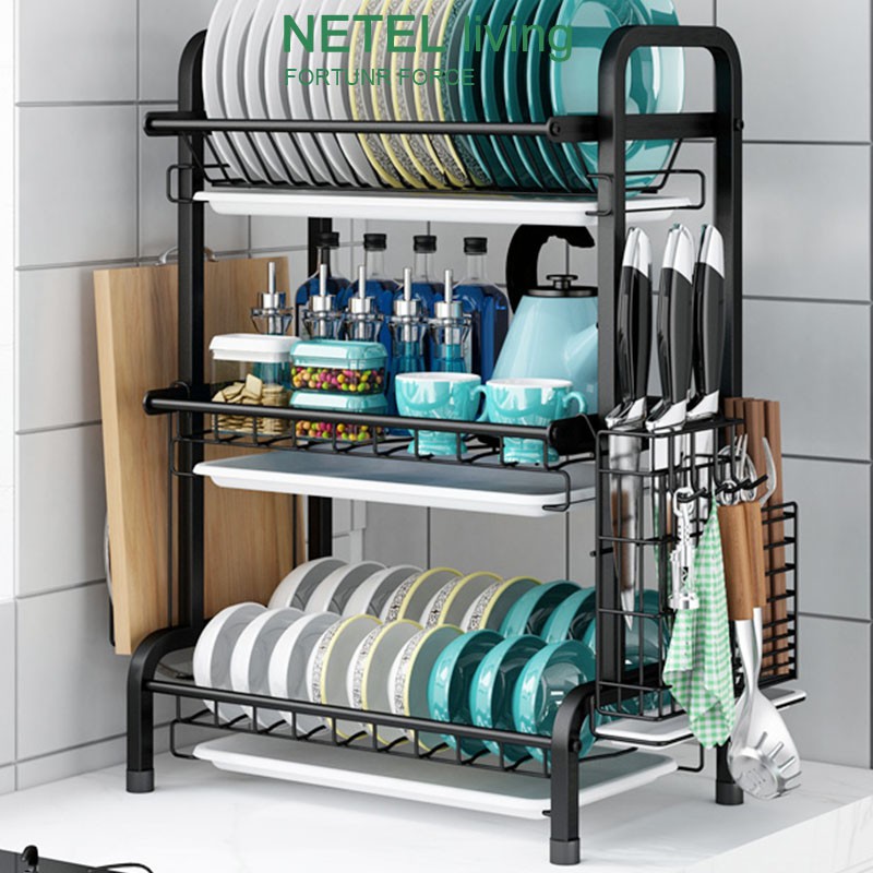 [NETEL &Ready stock] Dish Drying Rack 304 Stainless Steel Dish Rack ...