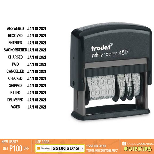 Trodat 4817 Printy Dater Dial-A-Phrase Date stamp | Shopee Philippines