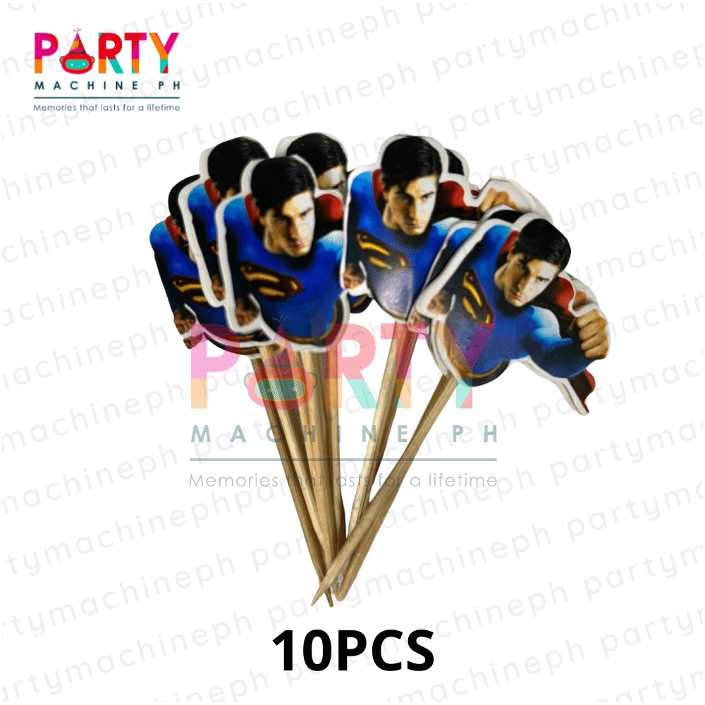 10pcs superman cupcake topper / superman toothpick topper / superman ...