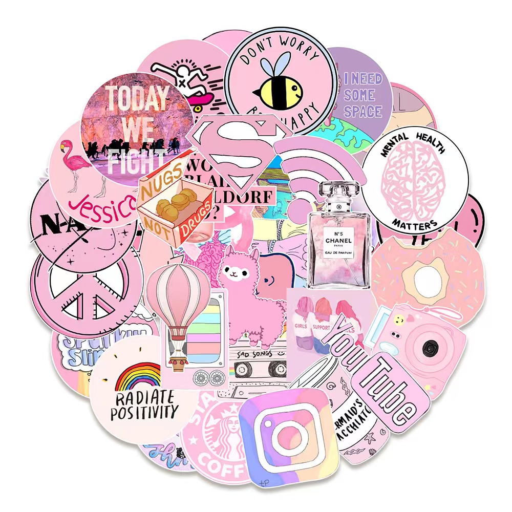 53pcs Pink series graffiti waterproof stickers | Shopee Philippines