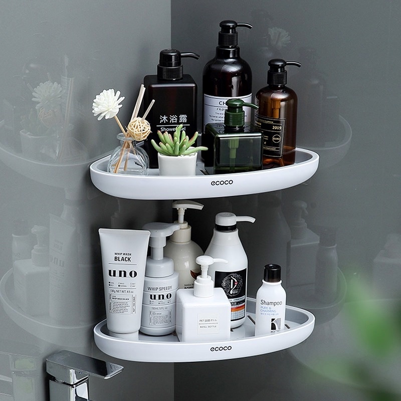 Bathroom Shelves No Drill Corner Shower Shelf Punch Free Wall Mounted ...