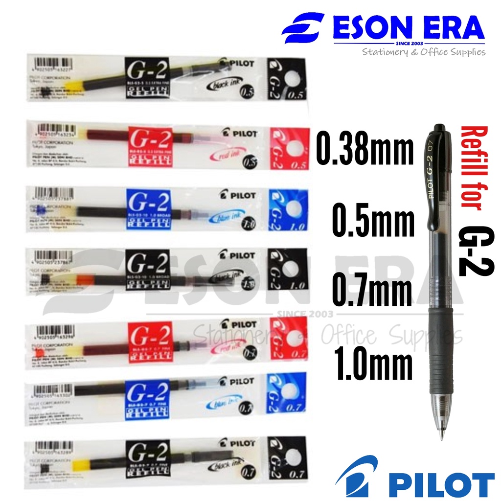 Pilot G-2 Gel Pen Refill 0.38mm / 0.5mm / 0.7mm / 1.0 mm (Blue/ Black ...